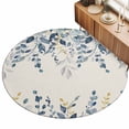 5ft Round Rug Navy Blue Eucalyptus Area Rugs for Living Room Bedroom ...