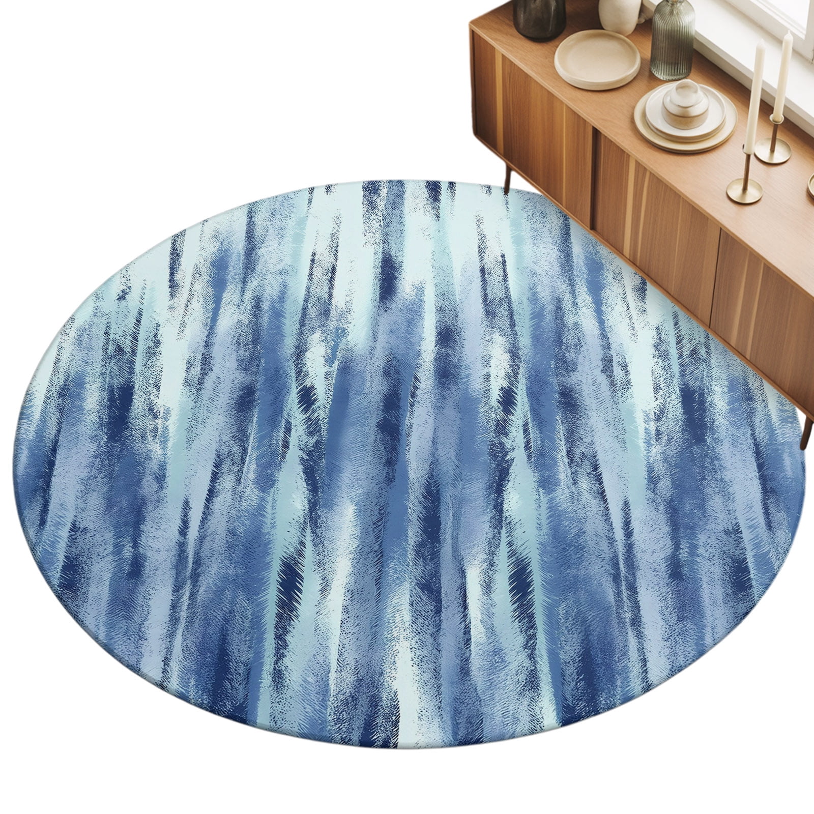 5ft Round Rug Navy Blue Vintage Area Rugs for Living Room Bedroom ...
