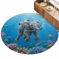 5ft Round Rug Ocean Diving Elephant Area Rugs for Living Room Bedroom ...