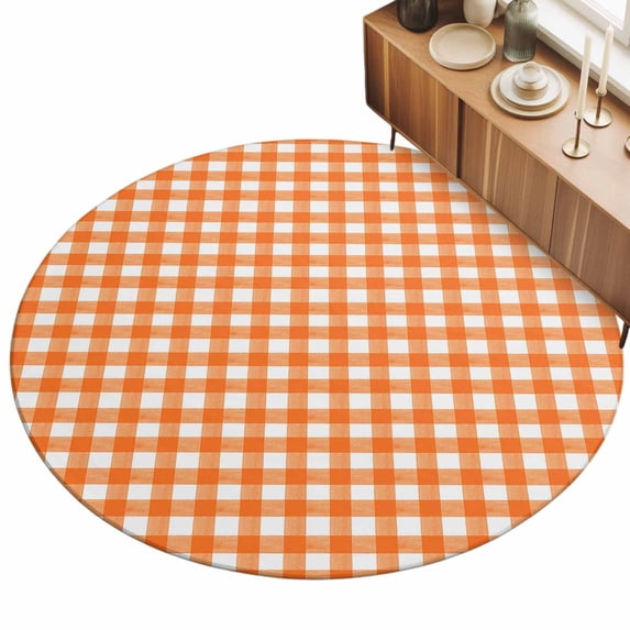 5ft Round Rug Orange Area Rugs for Living Room Bedroom Washable Non ...