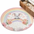 5ft Round Rug Pink Elephants Area Rugs for Living Room Bedroom Washable ...