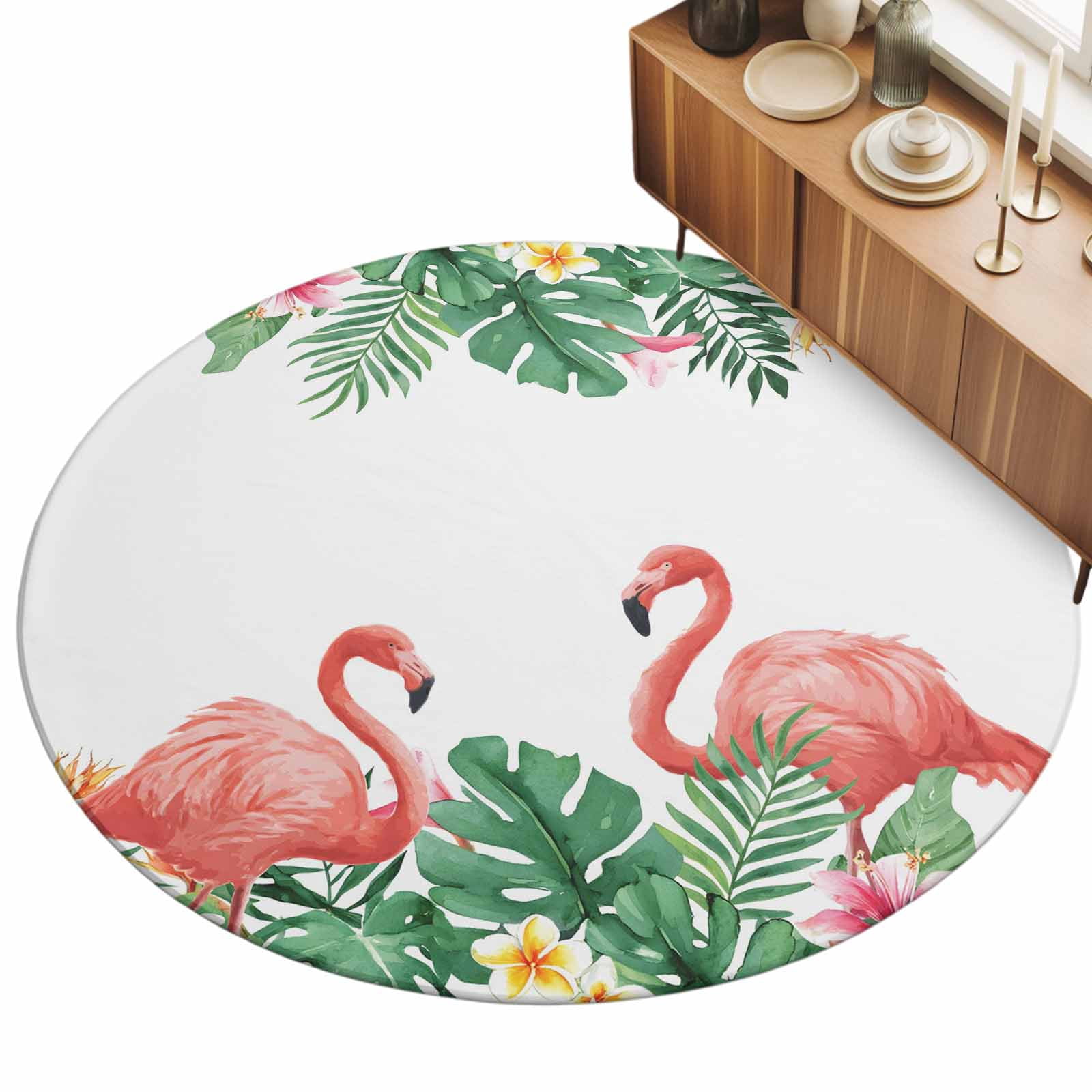 5ft Round Rug Pink Flamingo Birds Area Rugs for Living Room Bedroom ...