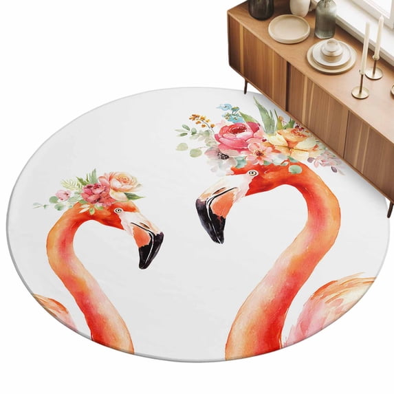 5ft Round Rug Pink Flamingo Birds Area Rugs for Living Room Bedroom ...