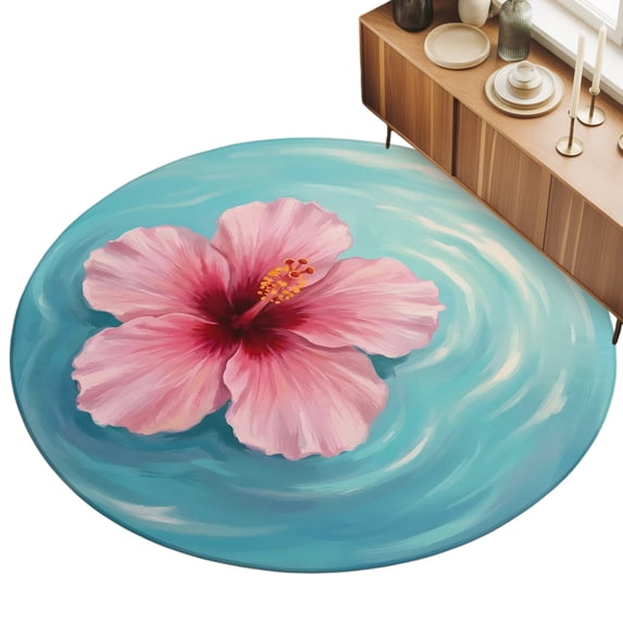 5ft Round Rug Pink Flower Blooming Area Rugs for Living Room Bedroom ...