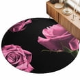 5ft Round Rug Pink Rose Area Rugs for Living Room Bedroom Washable Non ...