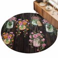 5ft Round Rug Pink Spring Floral Area Rugs for Living Room Bedroom ...