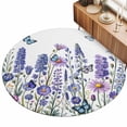 5ft Round Rug Purple Floral Area Rugs for Living Room Bedroom Washable ...