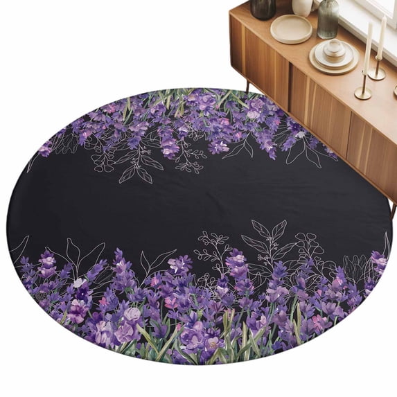 5ft Round Rug Purple Lavender Area Rugs for Living Room Bedroom ...