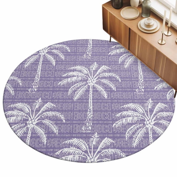5ft Round Rug Purple Palm Tree Area Rugs for Living Room Bedroom ...
