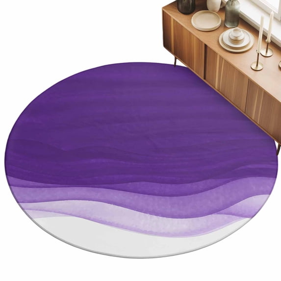 5ft Round Rug Purple Waves Area Rugs for Living Room Bedroom Washable ...