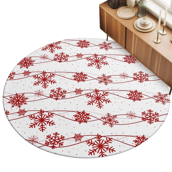 5ft Round Rug Red Christmas Area Rugs for Living Room Bedroom Washable ...