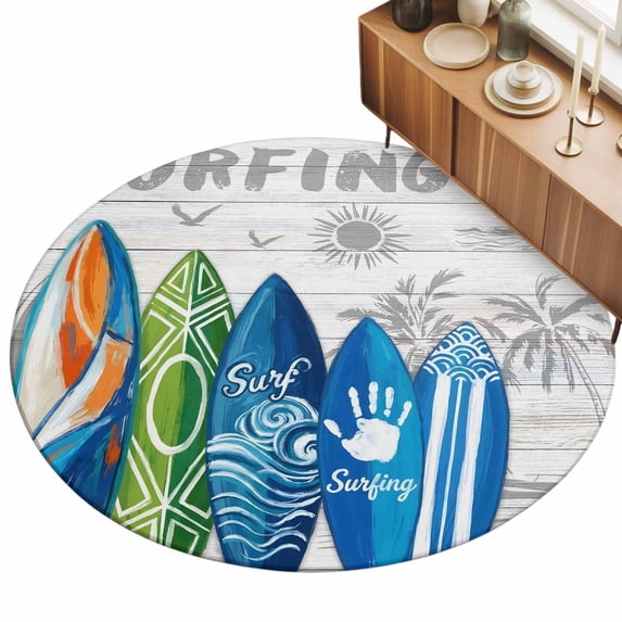 5ft Round Rug Rustic Beach Area Rugs for Living Room Bedroom Washable ...