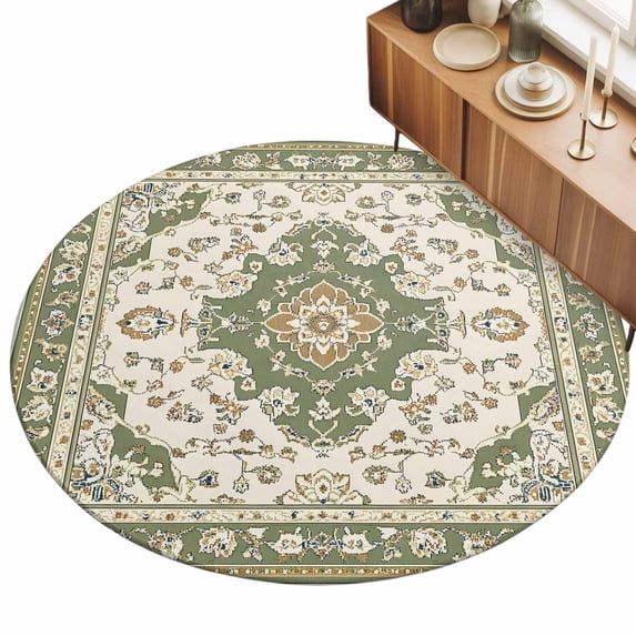 5ft Round Rug Sage Green Area Rugs for Living Room Bedroom Washable Non ...