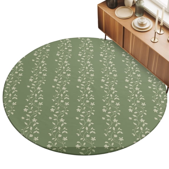 5ft Round Rug Sage Green Floral Area Rugs for Living Room Bedroom ...
