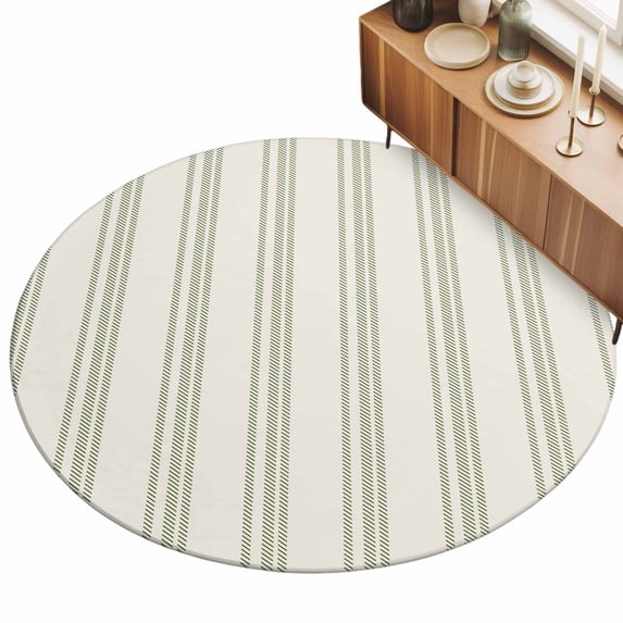 5ft Round Rug Sage Green Striped Area Rugs for Living Room Bedroom ...