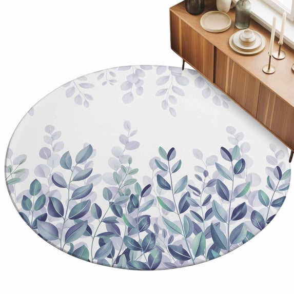 5ft Round Rug Spring Blue Eucalyptus Area Rugs for Living Room Bedroom ...