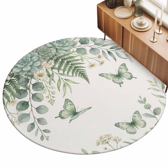 5ft Round Rug Spring Eucalyptus Area Rugs for Living Room Bedroom ...