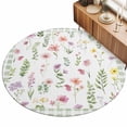 5ft Round Rug Spring Floral Area Rugs for Living Room Bedroom Washable ...