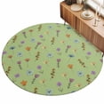 5ft Round Rug Spring Flowers Area Rugs for Living Room Bedroom Washable ...