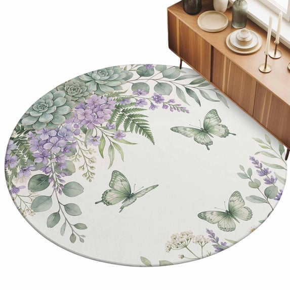 5ft Round Rug Spring Lavender Area Rugs for Living Room Bedroom ...