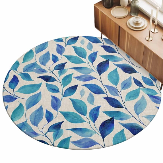 5ft Round Rug Spring Leaves Area Rugs for Living Room Bedroom Washable ...