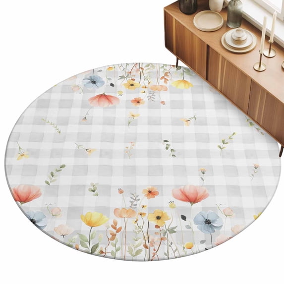 5ft Round Rug Spring Wildflowers Area Rugs for Living Room Bedroom ...