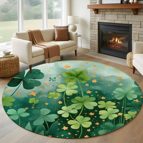 5ft Round Rug, St. Patrick's Day Non-Skid Rubber Backing Large Area ...
