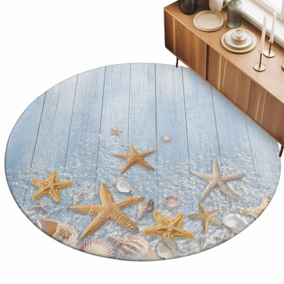 5ft Round Rug Starfish Summer Beach Area Rugs for Living Room Bedroom ...