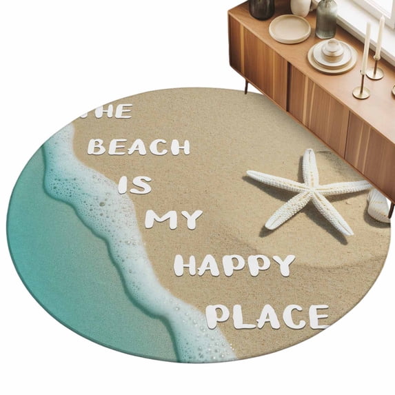 5ft Round Rug Summer Coastal Area Rugs for Living Room Bedroom Washable ...