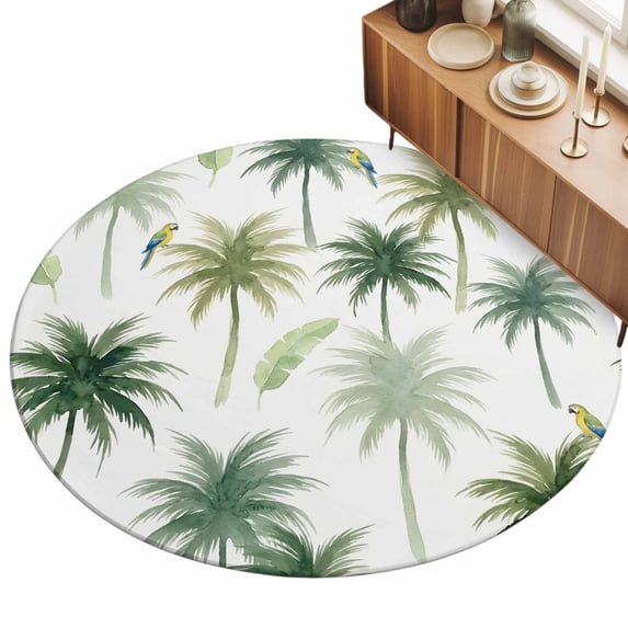 5ft Round Rug Summer Coastal Palm Tree Area Rugs for Living Room ...