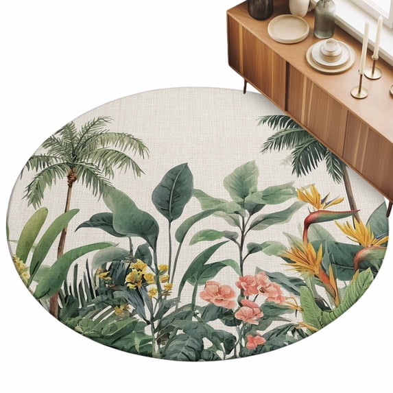 5ft Round Rug Summer Palm Tree Area Rugs for Living Room Bedroom ...
