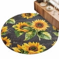 5ft Round Rug Sunflower Black Retro Area Rugs for Living Room Bedroom ...