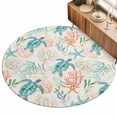 5ft Round Rug Teal Red Coastal Area Rugs for Living Room Bedroom ...