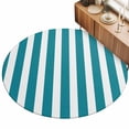 5ft Round Rug Teal Striped Area Rugs for Living Room Bedroom Washable ...