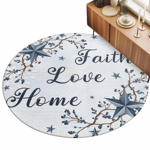 5ft Round Rug Texas Star Country Area Rugs for Living Room Bedroom ...