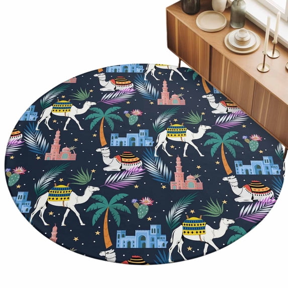 5ft Round Rug Tropical Palm Trees Area Rugs for Living Room Bedroom ...