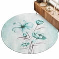 5ft Round Rug Turquoise Flowers Area Rugs for Living Room Bedroom ...