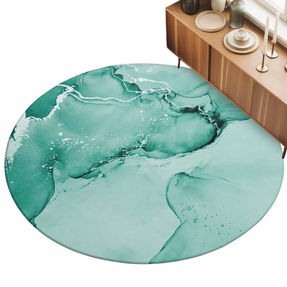 5ft Round Rug Turquoise Marble Area Rugs for Living Room Bedroom ...