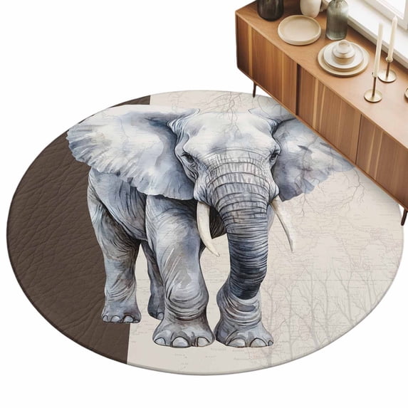 5ft Round Rug Vintage Elephant Area Rugs for Living Room Bedroom ...