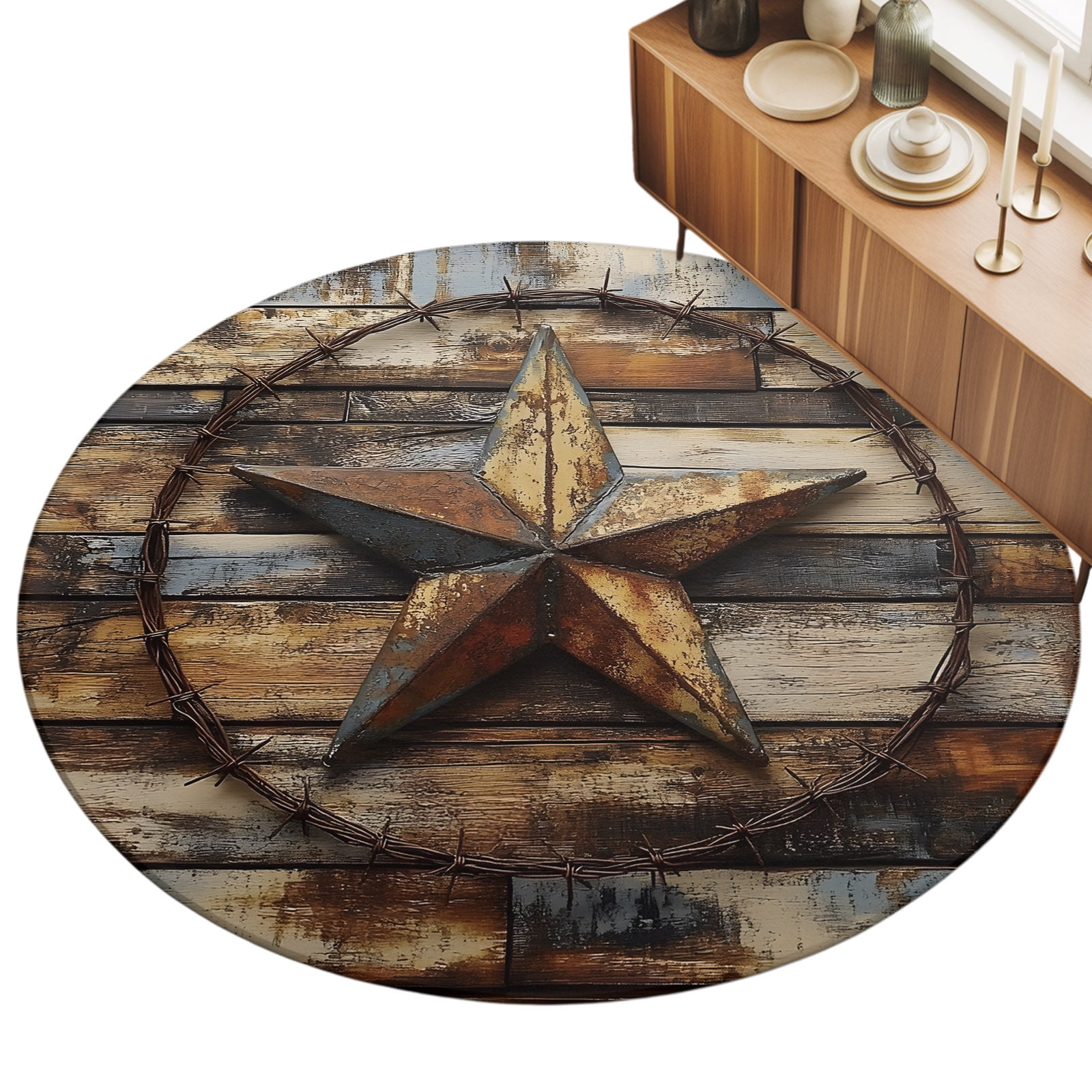 5ft Round Rug Vintage Farmhouse Area Rugs for Living Room Bedroom ...