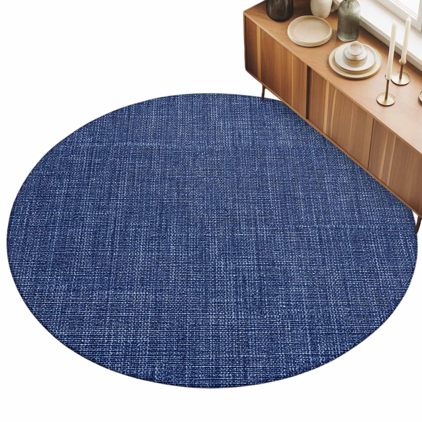 5ft Round Rug Vintage Navy Blue Area Rugs for Living Room Bedroom ...