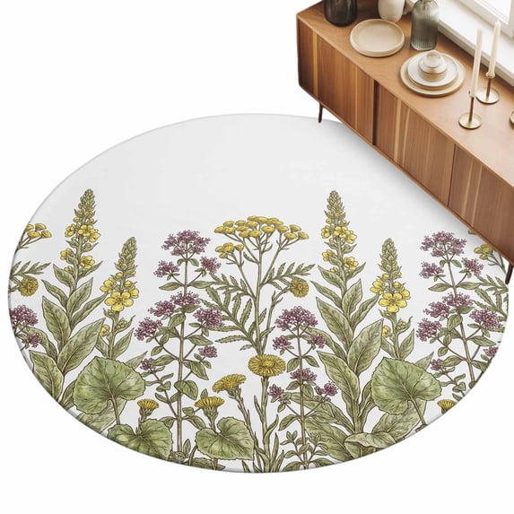 5ft Round Rug Watercolor Flowers Area Rugs for Living Room Bedroom ...