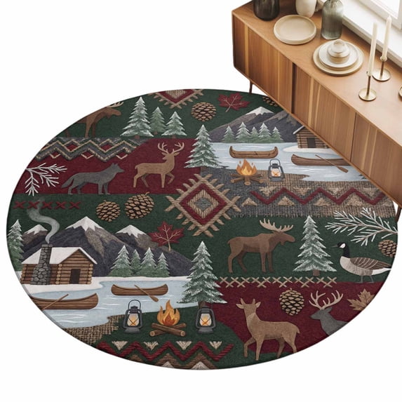 5ft Round Rug Western Boho Area Rugs for Living Room Bedroom Washable ...