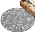 5ft Round Rug White Grey Spring Floral Area Rugs for Living Room ...