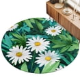 5ft Round Rug White Spring Daisy Area Rugs for Living Room Bedroom ...