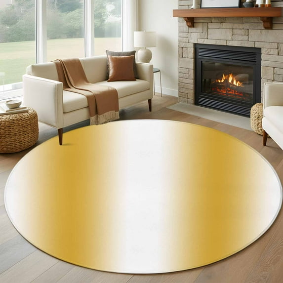 5ft Round Rug, Yellow Ombre Non-Skid Rubber Backing Large Area Rugs ...