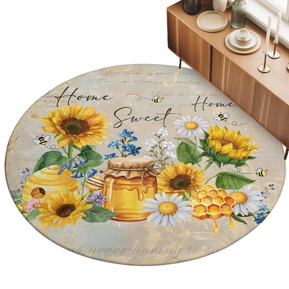 5ft Round Rug Yellow Sunflowers Area Rugs for Living Room Bedroom ...