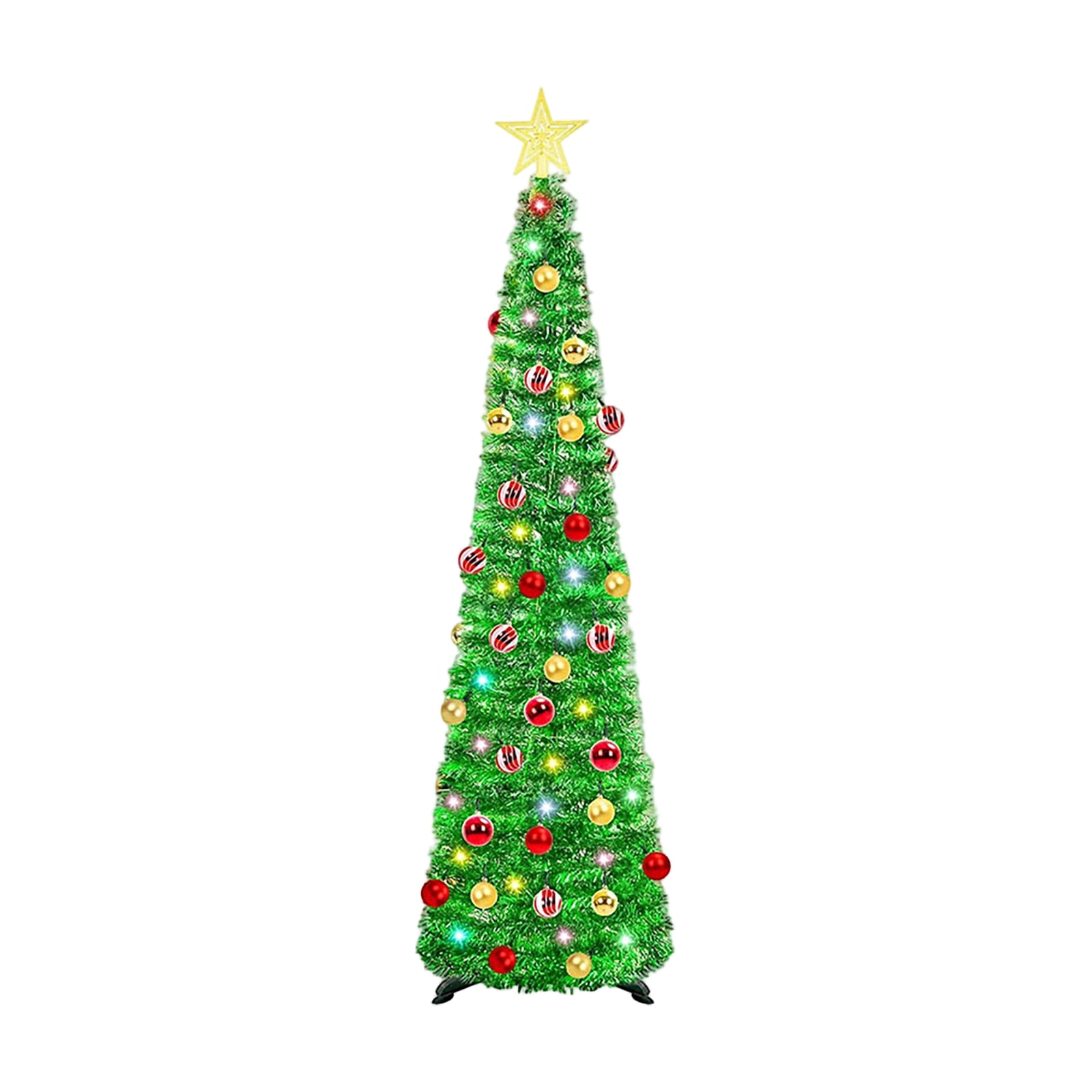 5ft Spiral Christmas Tree with Hanging Balls - Retractable Artificial ...