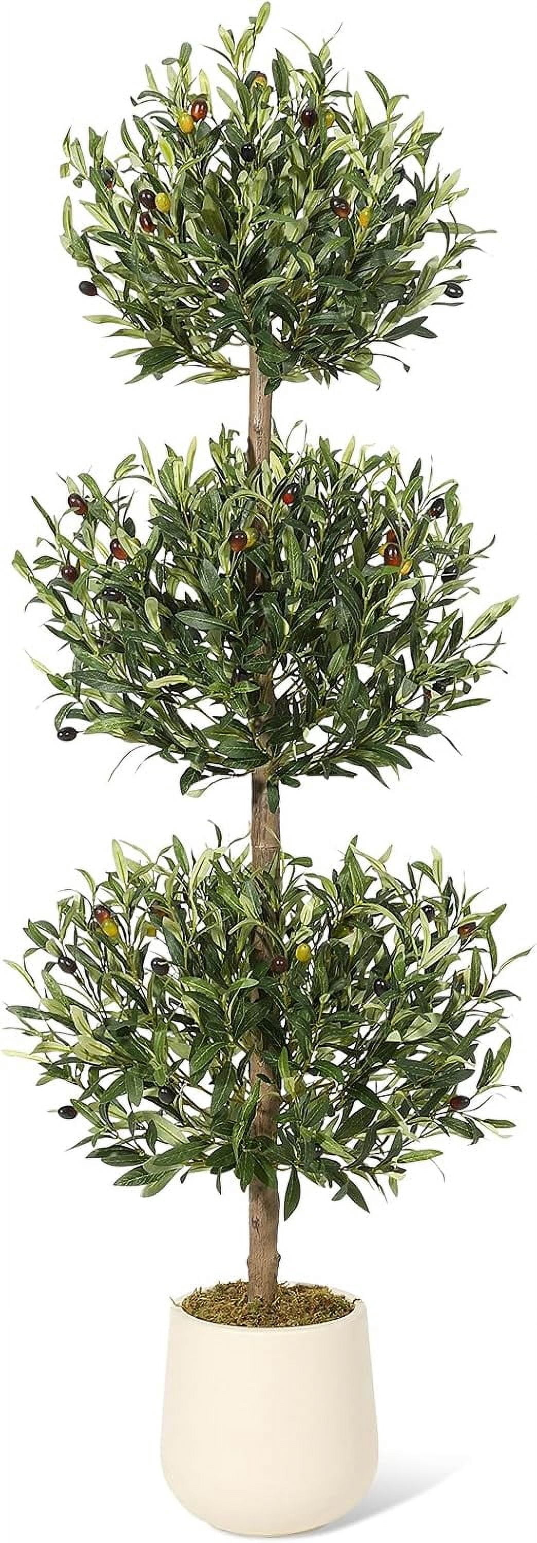 5ft Tall Artificial Olive Tree with 3-Tier Spherical Canopy – Realistic ...