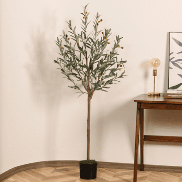 Artificial Olive Tree 5ft, Tall Fake Tree for Indoor & Outdoor Decor ...